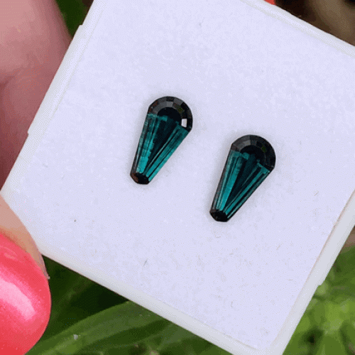 Australian Sapphire Teal Pendaloque Pair 3.13 carats total – Langford Gems